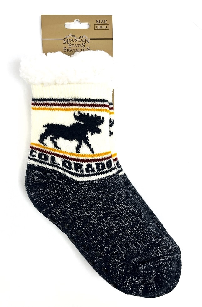 SOCK008-COLO (EACH) – Moose Slipper Socks Kids – Mountain States ...